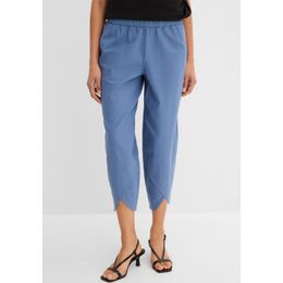 bonprix Damen 3/4-Hose "3/4-Hose aus leichtem Leinen-Mix", blau, Gr. 46, Obermaterial: 55% Leinen, 45% Baumwolle, Hosen, aus Leinen-Mix, mit