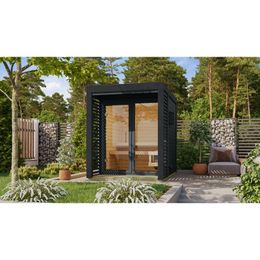 Karibu Saunahaus &raquo;Anja 1&laquo; Set grau Saunaofen, externe Steuerung, 9 kW