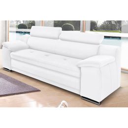 Sit & More sit&more 3-Sitzer &raquo;Andiamo&laquo; inklusive Kopfteilverstellung wei&szlig; Struktur ( 100% Polyester);Kunstleder SOFTLUX ;Luxus-Microfaser ALTARA NUBUCK (100% 