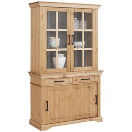 OTTO home Vitrine &raquo;Anabel Buffet mit 2 Glast&uuml;ren, Schubk&auml;sten und 2 Schiebet&uuml;ren&laquo; aus massiver Kiefer, FSC , Breite/Tiefe/H&ouml;he 110/45/190 cm beige 