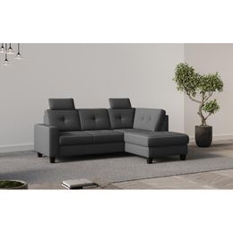 OTTO home Ecksofa &raquo;Varese&laquo; wahlweise mit Schlaffunktion und Bettkasten grau 95%Polyester 5%Polyamid B/H/T: 226cm x 91cm x 170cm, Flachgewebe LINO, 