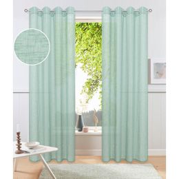 OTTO home Gardine &raquo;Kyllo&laquo; &Ouml;sen 2 Stk. tlg. Leinen-Look, halbtransparent, &Ouml;sen- Aufh&auml;ngung, Pflegeleicht gr&uuml;n Polyester, Polyester 175cm, &Ouml;sen, 140cm