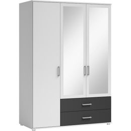 Schlafkontor Dreht&uuml;renschrank &raquo;Ivar Kleiderschrank mit Spiegel&laquo; inklusive 2 Spiegelt&uuml;ren und 2 farblich abgesetzten Schubk&auml;sten wei&szlig; Melamin Wei&szlig;, B/H/T: 125cm x 