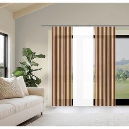 Home Wohnideen Schiebegardine &raquo;PANILO&laquo; Paneelwagen 3 Stk. tlg. Schiebewand Seidenoptik, SET, Digitaldruck braun Polyester 245cm, Paneelwagen, 60cm
