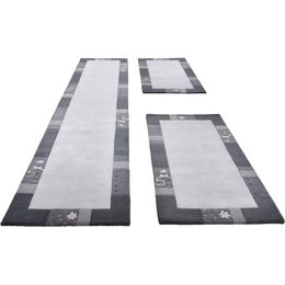 Theko Bettumrandung &raquo;Royal Ganges&laquo; H&ouml;he 13 mm 3 Stk. tlg. Bettvorleger, 3-teiliges L&auml;ufer-Set f&uuml;rs Schlafzimmer, 95% Wolle silber Obermaterial: 95% 
