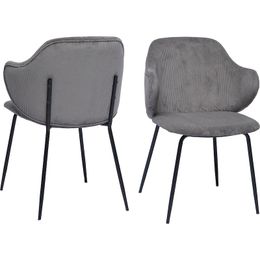 Salesfever Armlehnstuhl &raquo;Skive Zweier-Set mit stilvollem Cord-Optik Bezug&laquo; (Set) 2 Stk.Bezug in Cord-Optik grau Metall, Polyester B/H/T: 54cm x 83cm x