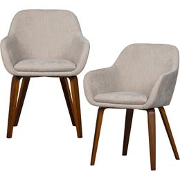 Woood Esszimmerstuhl &raquo;Base mit Velvet-Melange-Bezug, B 58 x T 58 x H 80 cm&laquo; (Set) 2 Stk.Walnussfurnier-Gestell, Armlehnen integriert, Tragkraft 100 kg