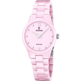 Festina Damen Keramikuhr &raquo;Ceramic&laquo; Quarzuhr, Armbanduhr, Damenuhr, Keramik, analog rosa Einheitsgr&ouml;&szlig;e