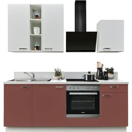 KOCHSTATION K&uuml;chenzeile &raquo;"KS-Bari", wahlw. mit E-Ger&auml;ten&laquo; Soft-Close-Funktion und Vollauszug, vormontiert, Breite 220 cm wei&szlig; B/H/T: 220cm x 60cm,mit 