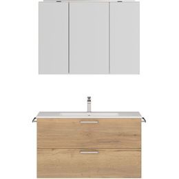 Nobilia Badm&ouml;bel-Set &raquo;Tolvina&laquo; vormontiert, mit Soft-Close, 2 Stk. tlg. braun B/H/T: 101cmcm x 169cmcm x 48,7cmcm, Griffe edelstahlfarbig