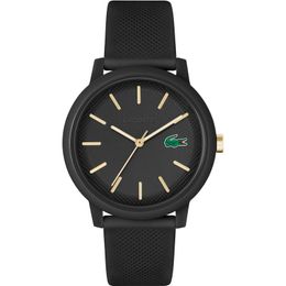Lacoste Herren Quarzuhr &raquo;Lacoste.12.12&laquo; Armbanduhr, Herrenuhr, Mineralglas, Silikonarmband schwarz Einheitsgr&ouml;&szlig;e