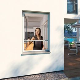 Windhager Insektenschutzplissee &raquo;Ultra Flat f&uuml;r Fenster, Fliegengitter ohne Bohren&laquo; halbtransparent ohne Bohren verspannt Moskitonetz Plissee 100 x 120 cm, 