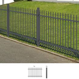 Alberts Metallzaun &raquo;Anbauset Chaussee&laquo; H&ouml;he: 100 und 120 cm, Breite: 200 cm, zum Einbetonieren grau Aluminium H/L: 120cm x 2m, Pfosten: 1 Stk.