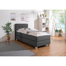 Home Affaire Boxspringbett &raquo;Fargo&laquo; inkl. Topper, in 3 Matratzenarten, in Samt- oder Strukturstoff grau Struktur fein (100% Polyester);Samtstoff (100% 