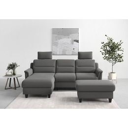 Sit & More sit&more Ecksofa &raquo;Far&ouml; L-Form&laquo; inklusive Federkern, wahlweise mit Schlaffunktion und Bettkasten grau B/H/T: 234cm x 90cm x 168cm, Luxus-Microfaser 