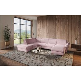 Home Affaire Wohnlandschaft &raquo;Calypso U-Form&laquo; wahlweise mit motorischer Relaxfunktion rosa 100%Polyester B/H/T: 334cm x 85cm x 227cm, Struktur, 