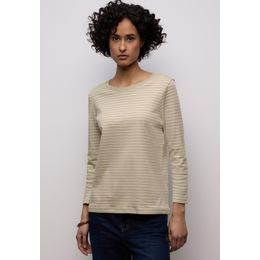 Street One Damen 3/4-Arm-Shirt, beige, Gr. 36, gestreift, Web, 100% Baumwolle, Shirts, mit 3/4 &Auml;rmeln