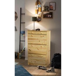M&ouml;bilia Schuhschrank 1 Stk. tlg. gefertigt aus massivem Kiefernholz beige Massivholz Natur, B/H/T: 80cm x 128cm x 27cm, Schubladen: 1 Stk. 3 Klappen, 1 