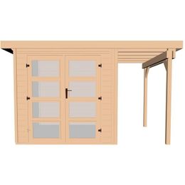 Weka Gartenhaus &raquo;321 A Gr.3, natur, 19 mm, Anbau 115 cm&laquo; beige Massivholz Fu&szlig;boden im Gartenhaus, ohne R&uuml;ck- und Seitenwand, ohne Dacheindeckung