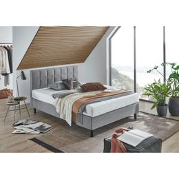 ATLANTIC HOME COLLECTION Boxbett &raquo;Nikola&laquo; Massivholzf&uuml;&szlig;en, mit / ohne Matratze, in H2 und H3 erh&auml;ltlich grau Struktur, Liegefl&auml;che B/L: 120cm x 200cm,