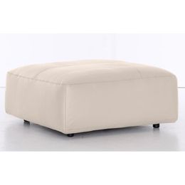 Musterring Hocker &raquo;LUCIA&laquo; beige Flachgewebe VALMONT (60% Baumwolle/40% Leinen);Leder PURO, pigmentiertes Leder;Microfaser CRONA (100% Polyester);Flachgewebe 