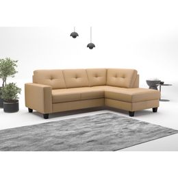 OTTO home Ecksofa &raquo;Varese&laquo; wahlweise mit Schlaffunktion und Bettkasten B/H/T: 226cm x 91cm x 170cm, NaturLEDER Stoff, Ottomane rechts,mit Bettfunktion