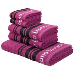 Bruno Banani Handtuch Set &raquo;Daniel, 1 Duschtuch 70x140, 2 Handt&uuml;cher 50x100, 2 G&auml;stet&uuml;cher 30x50&laquo; Set 5 Stk. Walkfrottee Streifen-Bord&uuml;re & Markenlogo, weich, 100% 