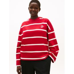 Damen Sweatshirt "CRV TH SCRIPT MDRN TERRY SWTSHRT", rot, Gr. 54, Tommy Hilfiger Curve, gestreift, Sweatware, Obermaterial: 83% Baumwolle, 13%