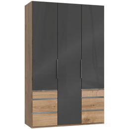 wimex Kleiderschrank &raquo;Level by fresh to go&laquo; mit vollfl&auml;chigen Glast&uuml;ren grau B/H/T: 150cm x 236cm x 58cm, Schubladen: 6 Stk. T&uuml;ren: 3 Stk.
