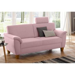 OTTO home 3-Sitzer &raquo;Alta&laquo; mit Federkern und Kontrastnaht, F&uuml;&szlig;e Buche eichefarben rosa Struktur fein ( 100% Polyester);Luxus-Microfaser ALTARA NUBUCK (