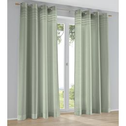 Kutti Vorhang &raquo;Kessy&laquo; &Ouml;sen 1 Stk. tlg. Eleganter Uni-Vorhang mit dekorativer Biesenblende gr&uuml;n Baumwolle, Polyester 175cm, &Ouml;sen, 140cm