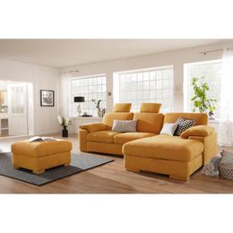 OTTO home Ecksofa &raquo;Ventura L-Form&laquo; wahlweise mit Schlaffunktion und Schlaffunktion/Bettkasten gelb Luxus-Microfaser in Lederoptik (100% Polyester);