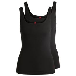 HUGO UNDERWEAR Damen Tanktop "TWIN VEST", Gr. XL, schwarz, Jersey, Obermaterial: 95% Baumwolle, 5% Elasthan, Tops, mit vertikalem Logoprint