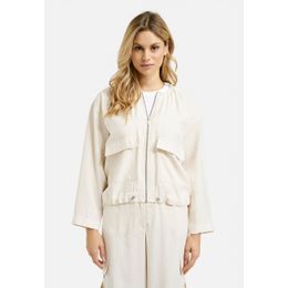Milano Italy Damen Blouson, beige, Gr. 42, unifarben, Web, Material: 87% Modal, 13% Polyester, Jacken, mit Gummizug im Saum
