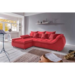 Home Affaire Ecksofa &raquo;Imola, bequem, aktuelle Steppung im Sitz, L-Form, Breite 270cm&laquo; wahlweise mit Bettfunktion rot Microfaser PRIMABELLE (100% 