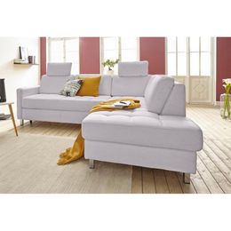 Sit & More sit&more Ecksofa &raquo;Pablo L-Form&laquo; wahlweise mit Schlaffunktion und Bettkasten silber Luxus-Microfaser ALTARA NUBUCK (100% Polyester) / Struktur fein (