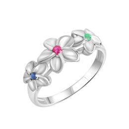Firetti Damen Fingerring "Schmuck Geschenk Silber 925 Silberring Bl&uuml;ten", 19, Silber 925 (Sterlingsilber), 2,5mm, bunt, Silber 925 (Sterlingsilber),