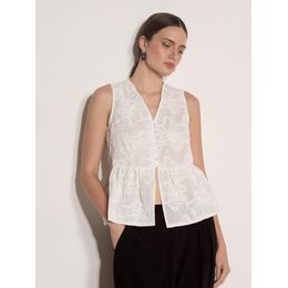 Apricot Damen Blusentop "Peplum-Oberteil", wei&szlig;, Gr. 42, uni, gewebt, Obermaterial: 100% Baumwolle CO., Blusen, mit Blumenstickerei
