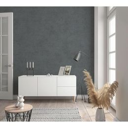 marburg Vliestapete uni moderne Tapete f&uuml;r Wohnzimmer Schlafzimmer K&uuml;che grau Vlies B/L: 0,53m x 10,05m