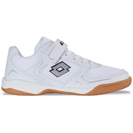 Lotto M&auml;dchen Hallenschuh, Gr. 27, wei&szlig;, Kunstfaser, Synthetik, mehrfarbig, Schuhe, - in kinderfu&szlig;gerechter Passform