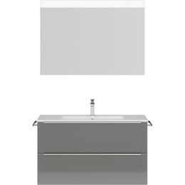 Nobilia Badm&ouml;bel-Set &raquo;Levere&laquo; vormontiert, mit Soft-Close, 2 Stk. tlg. grau B/H/T: 101cmcm x 169cmcm x 48,7cmcm, Griffe chrom