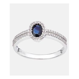 Diamant L'&eacute;ternel Ring aus 750 Wei&szlig;gold mit Diamant mit Saphir | Gr.: 54