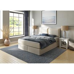 Home Affaire Boxspringbett &raquo;Lysann&laquo; 5fach verstellbares Kopfteil, in 4 Breiten, 3 Matratzenarten beige Liegefl&auml;che B/L: 160cm x 200cm, Gewicht bis: 80
