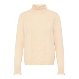 oxmo Damen Strickfleece-Pullover "Strickpullover OXNera", beige, Gr. L, Obermaterial: 50% Viskose CV. 27% Nylon NY. 23% Polyester PES., Pullover