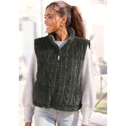 Lascana Damen Wendeweste, blau, Gr. 40, unifarben, Web, Obermaterial: 100% Polyester, Westen, wendbare Steppweste mit flauschigem Fellimitat