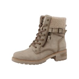 Tom Tailor Damen Winterstiefelette, Gr. 42, beige, Lederimitat, Textil, Schuhe, Stiefelette, Winterboots mit Blockabsatz