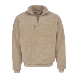 Karl Kani Herren Trainingskapuzenpullover "Karl Kani Herren KM213-063-1 Small Signature Teddy Troyer", beige, Gr. L, 100% Polyester, Pullover