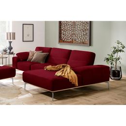 W.Schillig Ecksofa &raquo;run, Designsofa mit tollem Sitzkomfort, bequem, L-Form&laquo; mit elegantem Holzsockel, F&uuml;&szlig;e in Chrom gl&auml;nzend, Breite 319 cm rot 