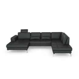 Sit & More sit&more Wohnlandschaft &raquo;Bendigo U-Form&laquo; inklusive Sitztiefenverstellung, Bodenfreiheit 15 cm, in 2 Fu&szlig;farben schwarz B/H/T: 332cm x 87cm x 226cm, 