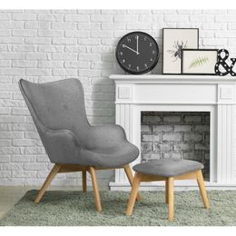 Home Affaire Sessel &raquo;Nicko&laquo; wahlweise mit und ohne Hocker grau 100% Polyester Struktur fein, incl. Hocker, B/H/T: 71cm x 96cm x 86cm